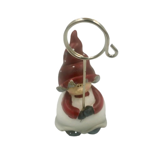 Bordkort holder Nisse mor med hvit forklæde (7cm høj) keramik